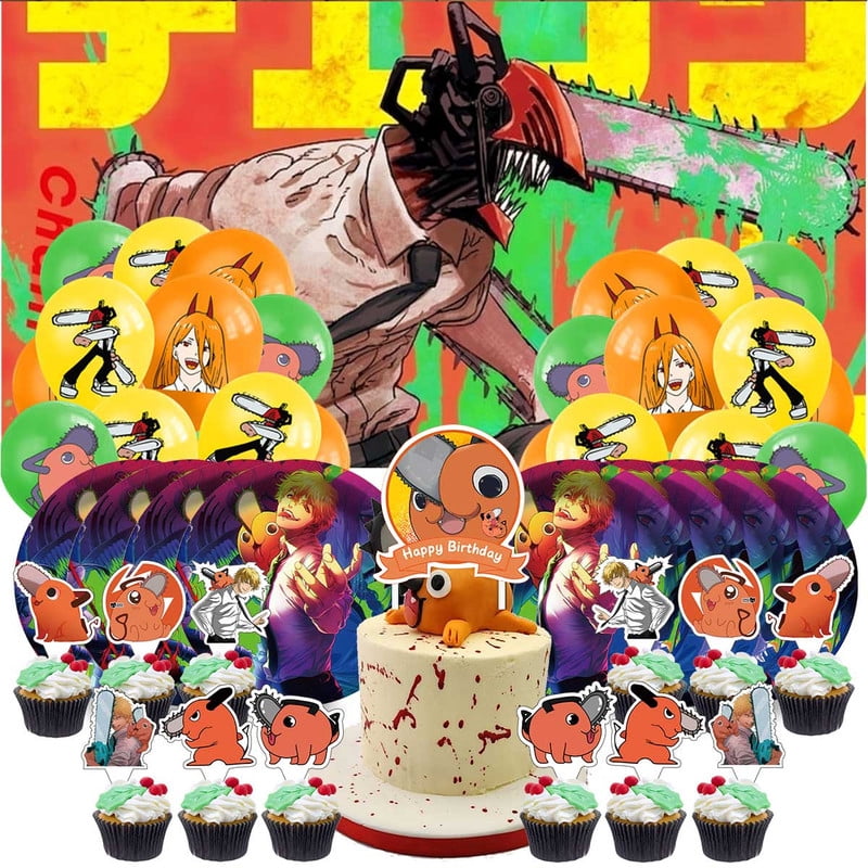 Chainsaw Man Party Supplies Cake Topper Decor Banner Backdrop Tableware ...