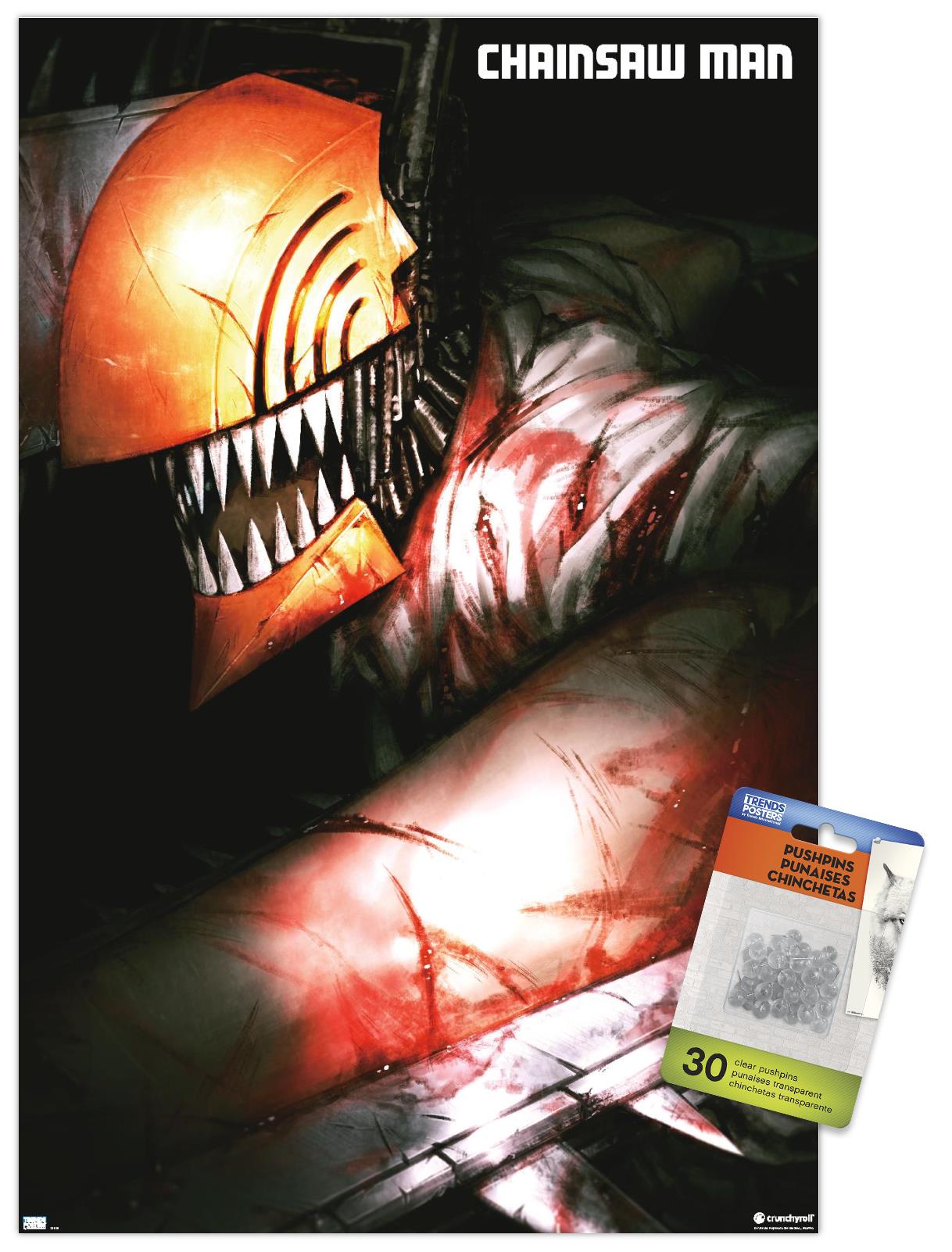 Chainsaw Man - Teaser Key Art Wall Poster with Push Pins, 14.725" x 22. ...