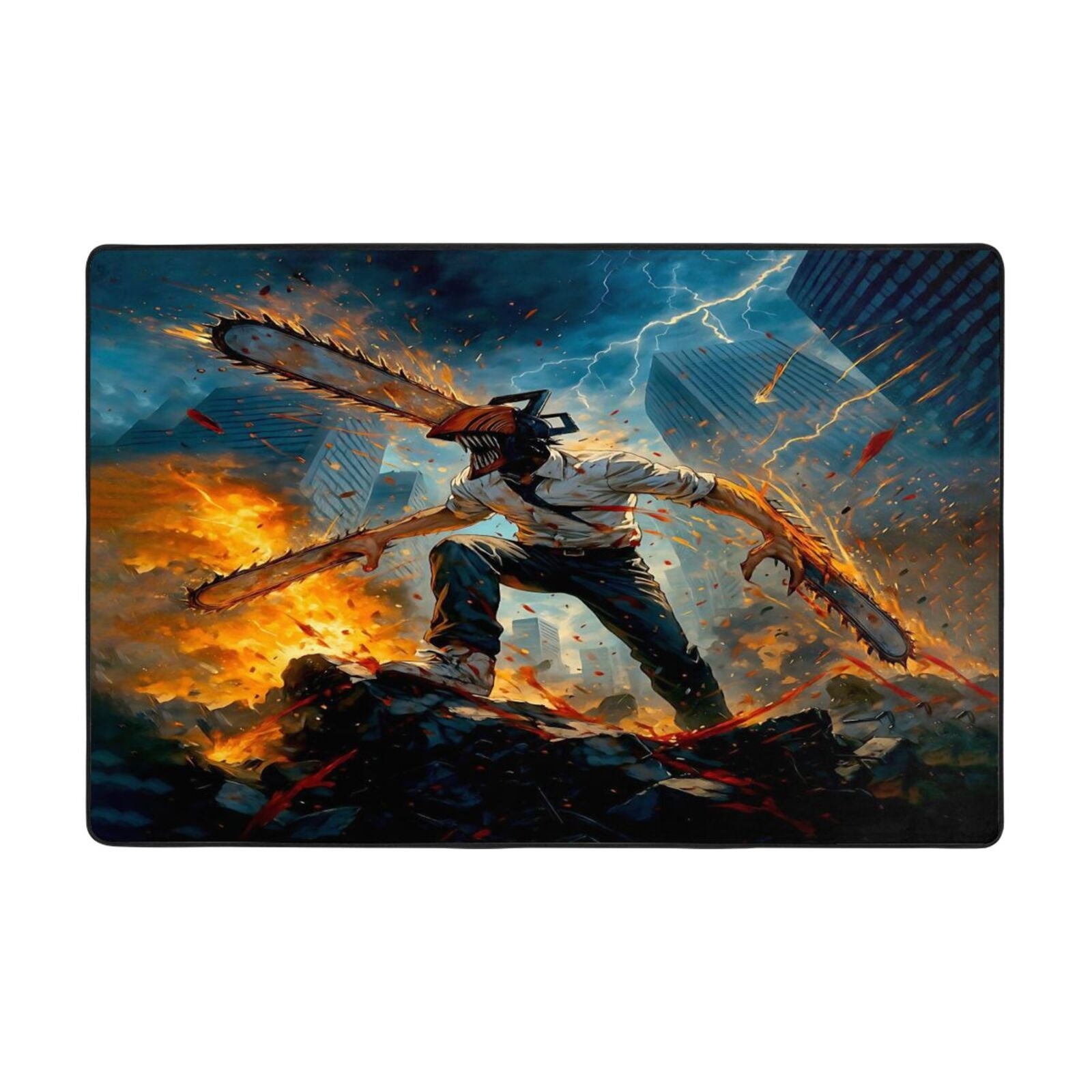 Chainsaw Orange Men Area Rugs Kid Bedroom Soft Mat Carpet Non-Slip ...