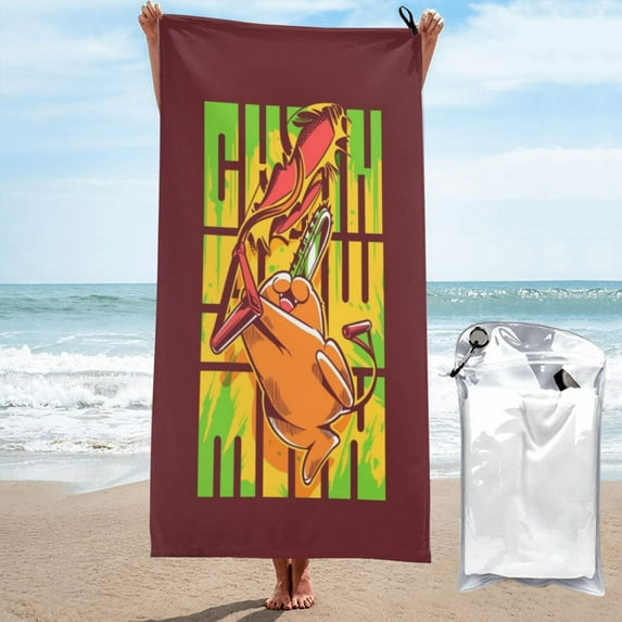 Chainsaw Orange Men Beach Towel Quick-Drying Bath Towel Beach Blanket ...