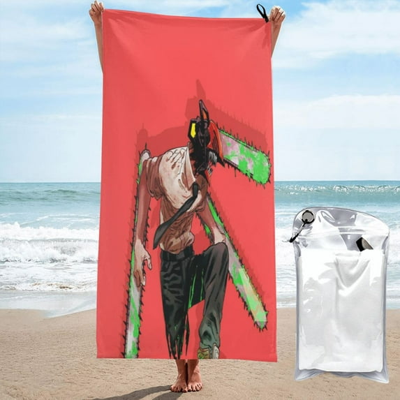 Chainsaw Orange Men Beach Towel Quick-Drying Bath Towel Beach Blanket ...