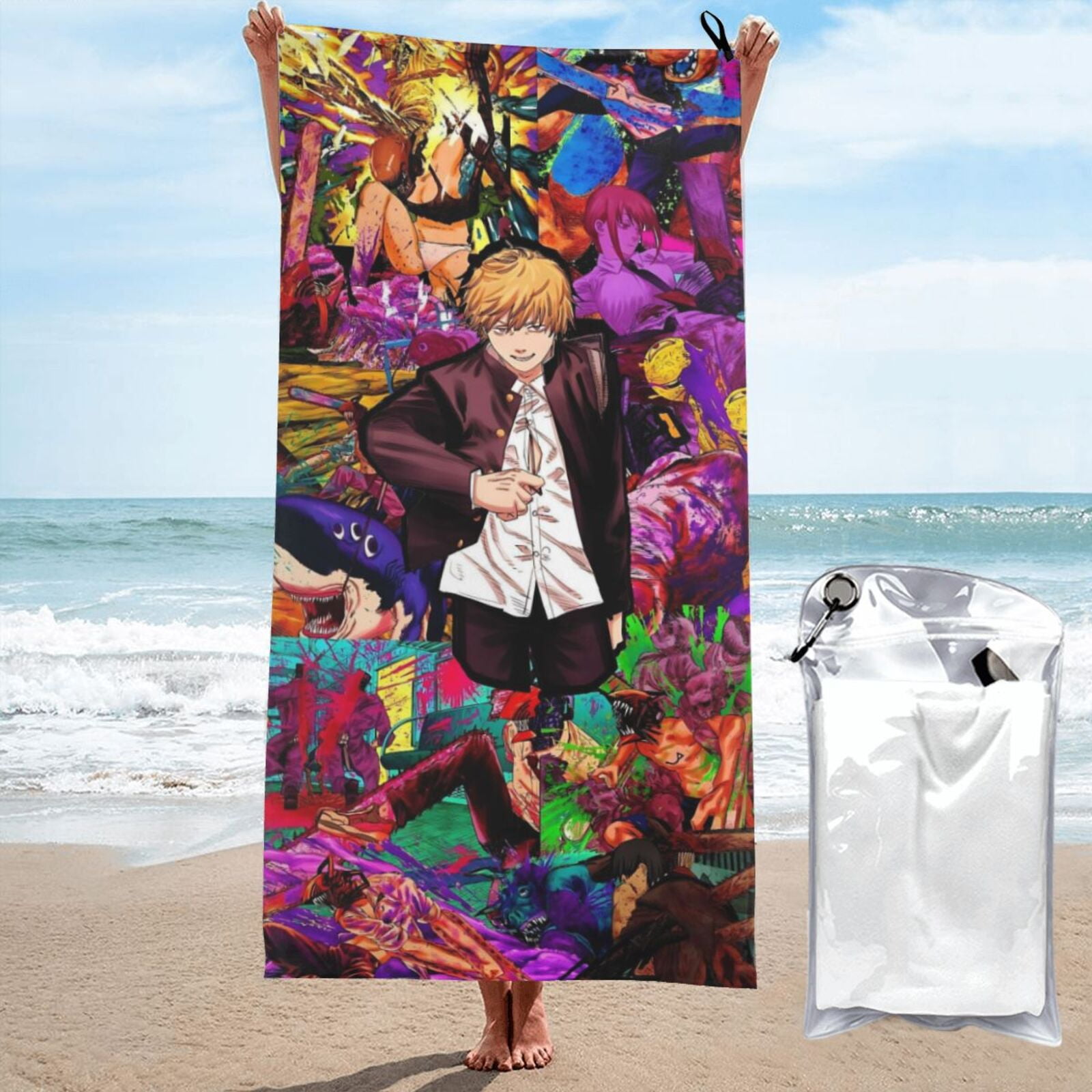 Chainsaw Orange Men Beach Towel Quick-Drying Bath Towel Beach Blanket ...