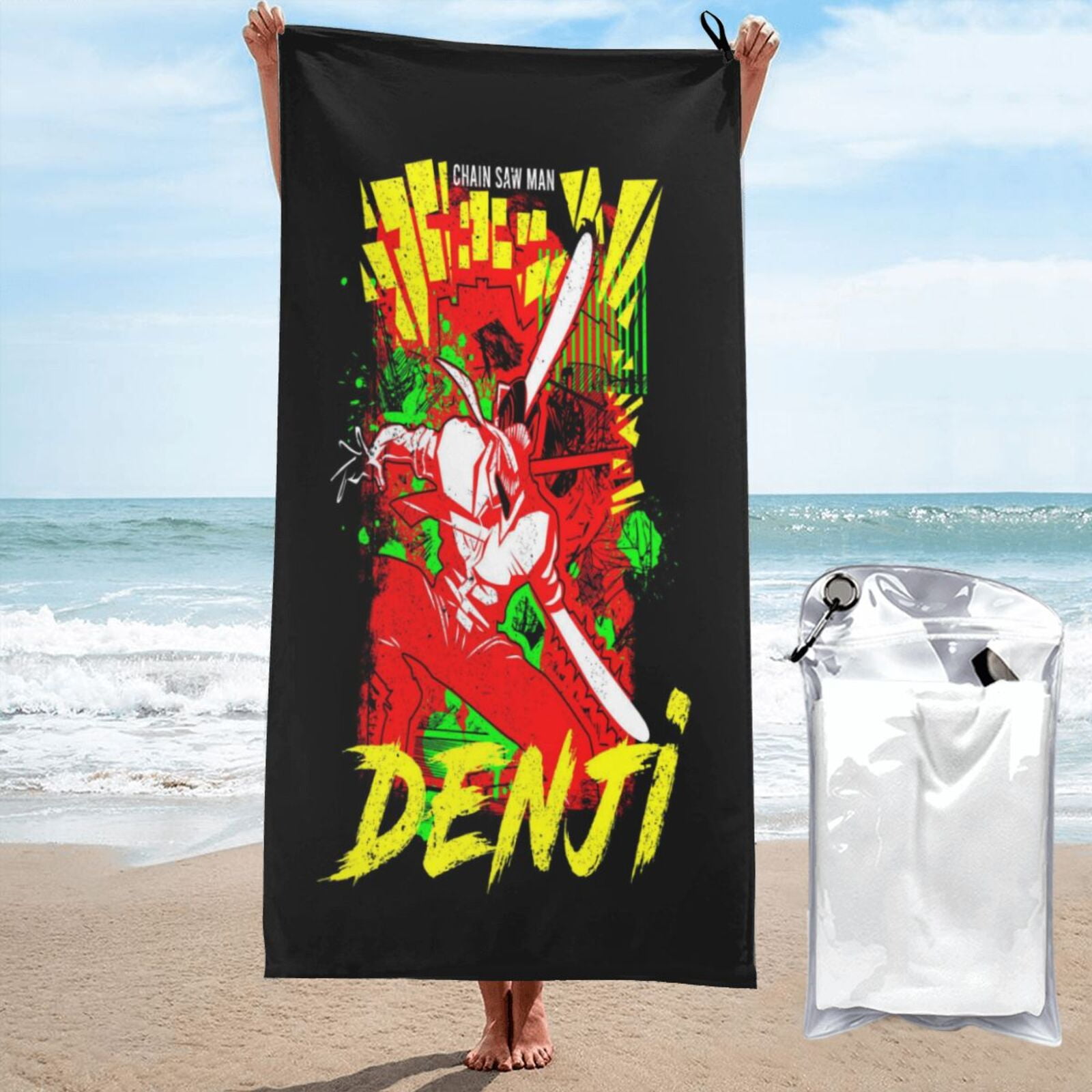 Chainsaw Orange Men Beach Towel Quick-Drying Bath Towel Beach Blanket ...