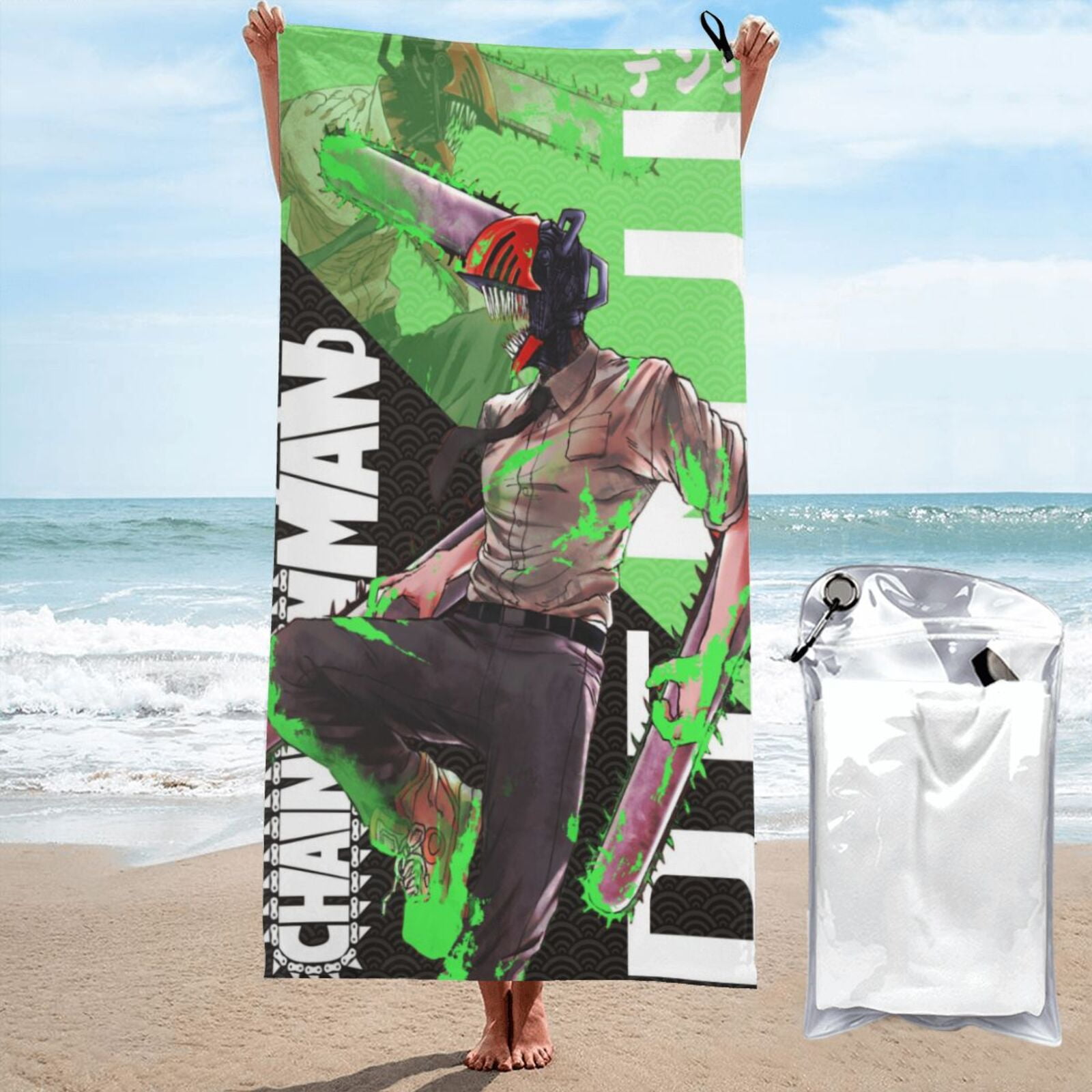 Chainsaw Orange Men Beach Towel Quick-Drying Bath Towel Beach Blanket ...