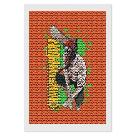 Chainsaw Orange Men Diamond Art Kits for Adults DIY 5D Round Full Drill ...