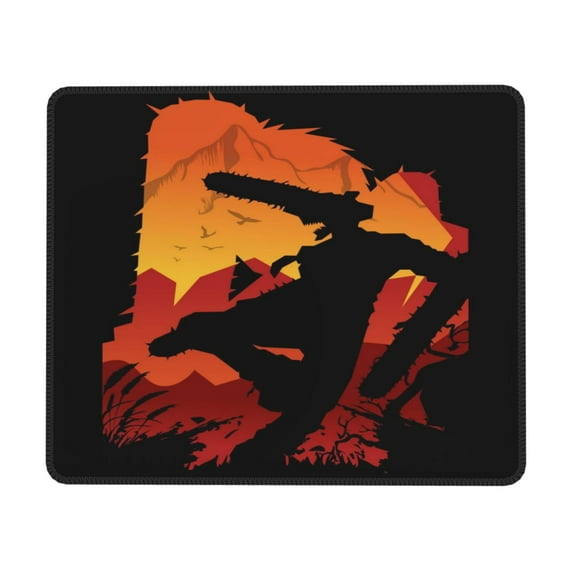 Chainsaw Orange Men Mouse Pad Square Stitched Edges Non-Slip Rubber ...