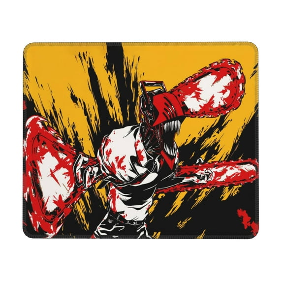 Chainsaw Orange Men Mouse Pad Square Stitched Edges Non-Slip Rubber ...