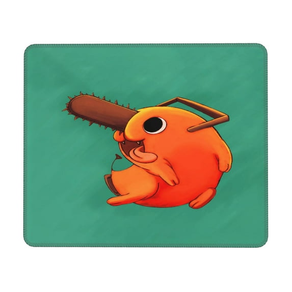 Chainsaw Orange Men Mouse Pad Square Stitched Edges Non-Slip Rubber ...