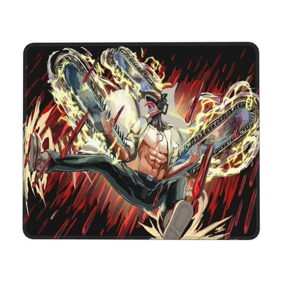 Chainsaw Orange Men Mouse Pad Square Stitched Edges Non-Slip Rubber ...