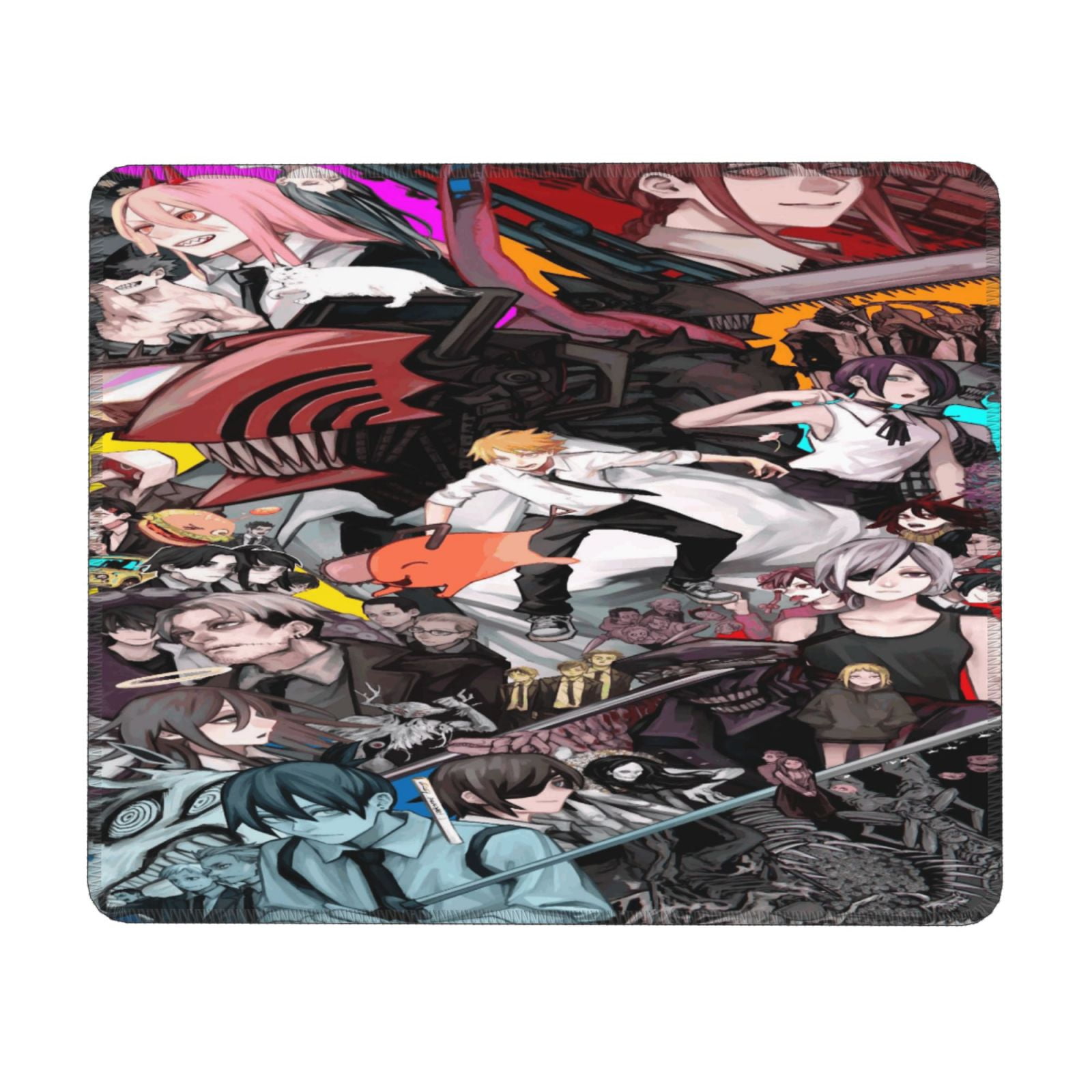 Chainsaw Orange Men Mouse Pad Square Stitched Edges Non-Slip Rubber ...