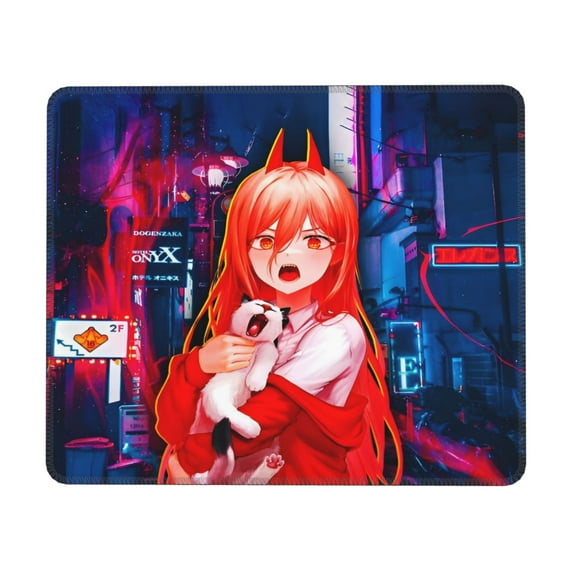 Chainsaw Orange Men Mouse Pad Square Stitched Edges Non-Slip Rubber ...