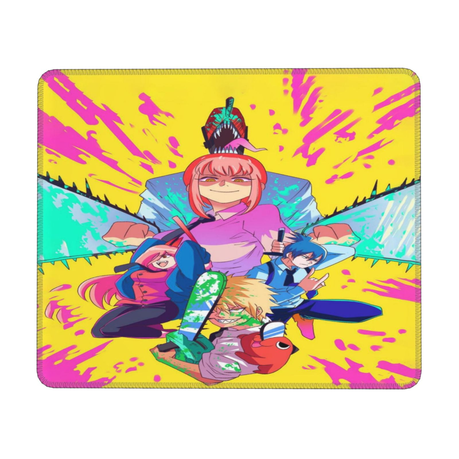 Chainsaw Orange Men Mouse Pad Square Stitched Edges Non-Slip Rubber ...