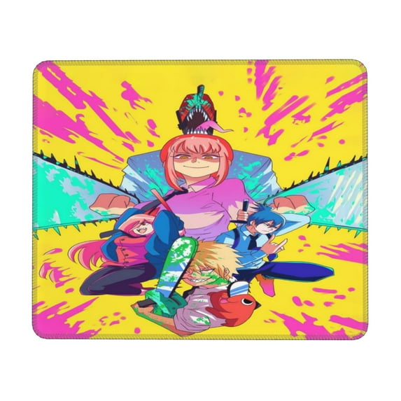 Chainsaw Orange Men Mouse Pad Square Stitched Edges Non-Slip Rubber ...