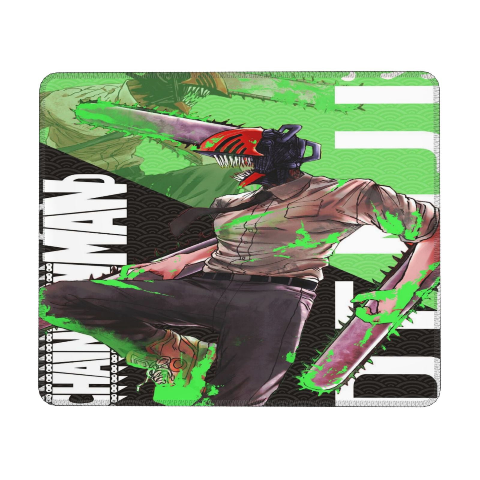 Chainsaw Orange Men Mouse Pad Square Stitched Edges Non-Slip Rubber ...