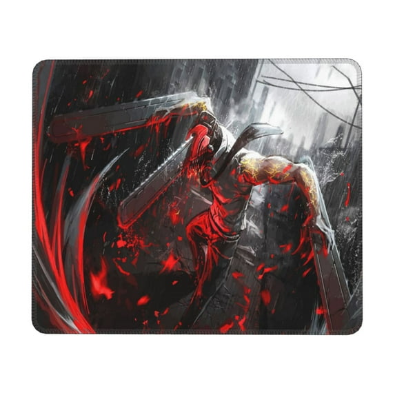 Chainsaw Orange Men Mouse Pad Square Stitched Edges Non-Slip Rubber ...