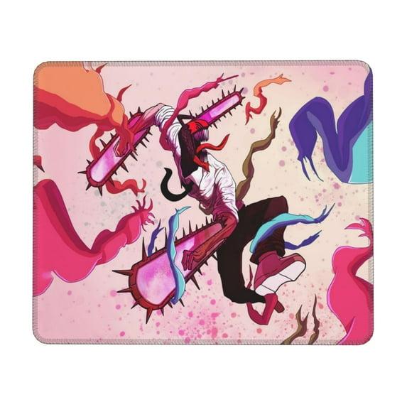 Chainsaw Orange Men Mouse Pad Square Stitched Edges Non-Slip Rubber ...