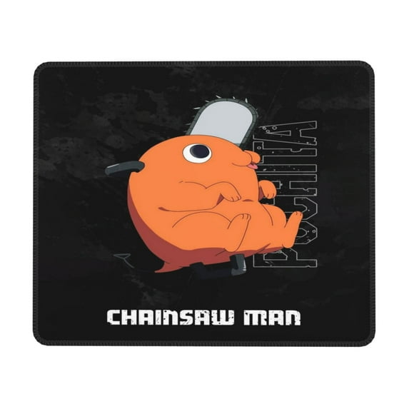 Chainsaw Orange Men Mouse Pad Square Stitched Edges Non-Slip Rubber ...