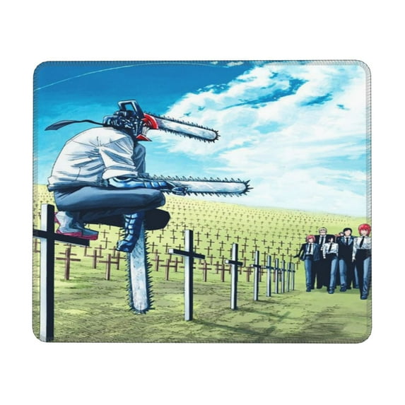 Chainsaw Orange Men Mouse Pad Square Stitched Edges Non-Slip Rubber ...