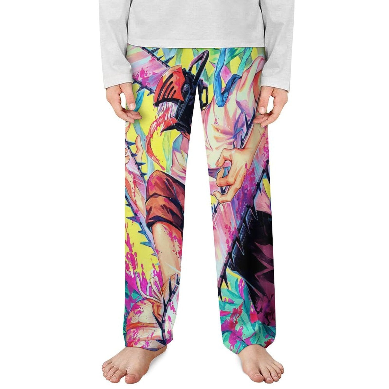 Chainsaw Orange Men Pajama Pants Cartoon Casual Lounge PJ Bottoms with ...