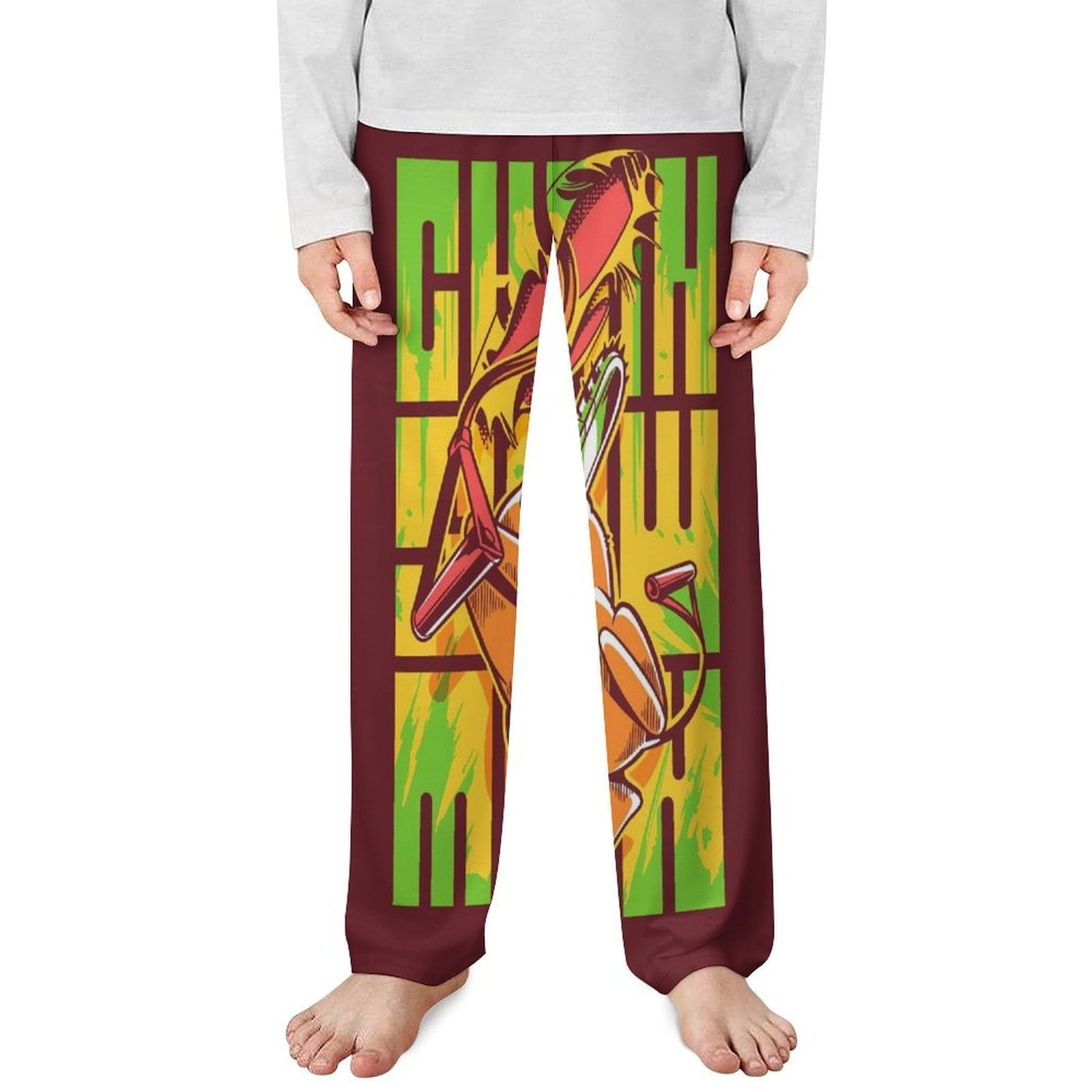 Chainsaw Orange Men Pajama Pants Cartoon Casual Lounge PJ Bottoms with ...