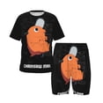 Chainsaw Orange Men Pajamas Set Cartoon Shirt With Shorts Set Summer ...