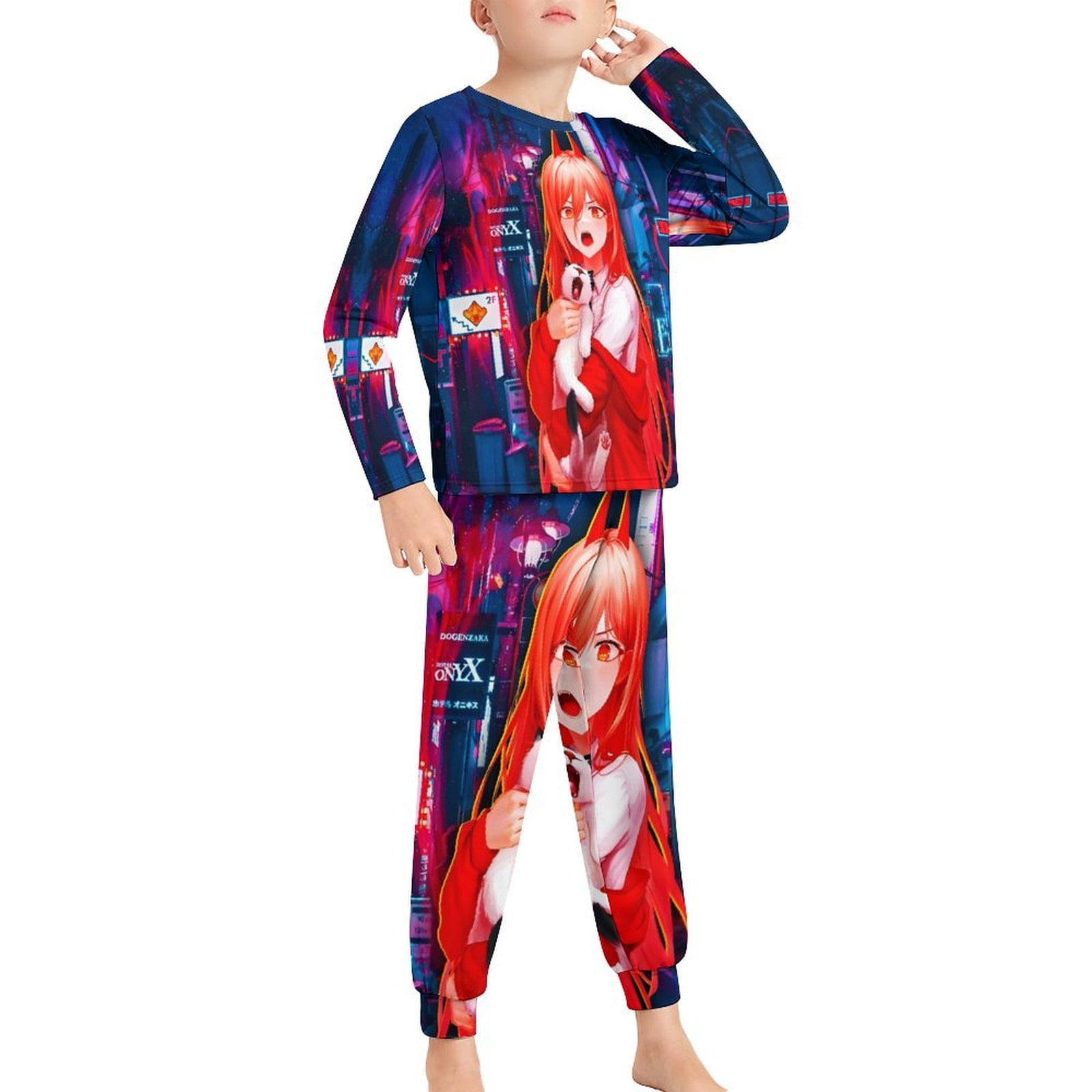 Chainsaw Orange Men T Shirt Set Long Sleeve Tee Shirt Pants Set Cartoon ...