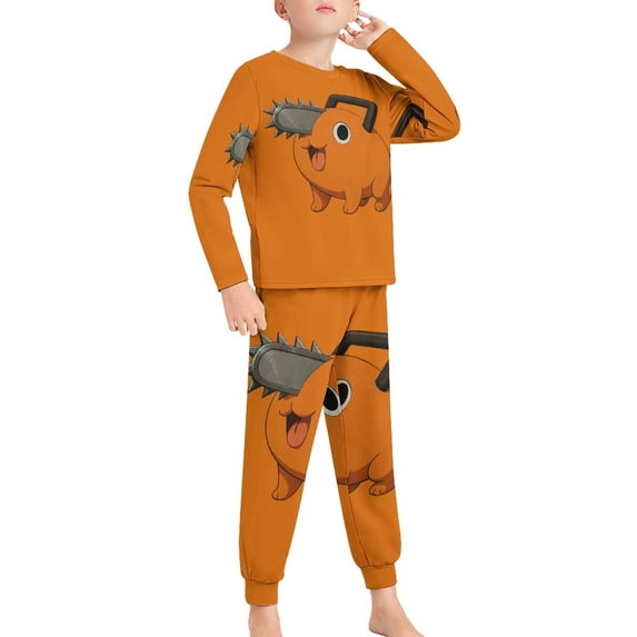 Chainsaw Orange Men T Shirt Set Long Sleeve Tee Shirt Pants Set Cartoon ...