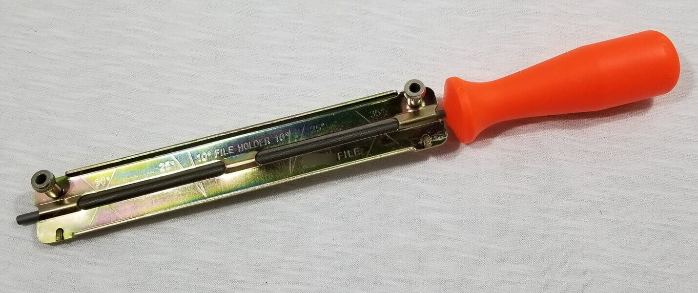 Chainsaw file 7/32" round for 3/8 pitch chains, guide and handle 8 ...