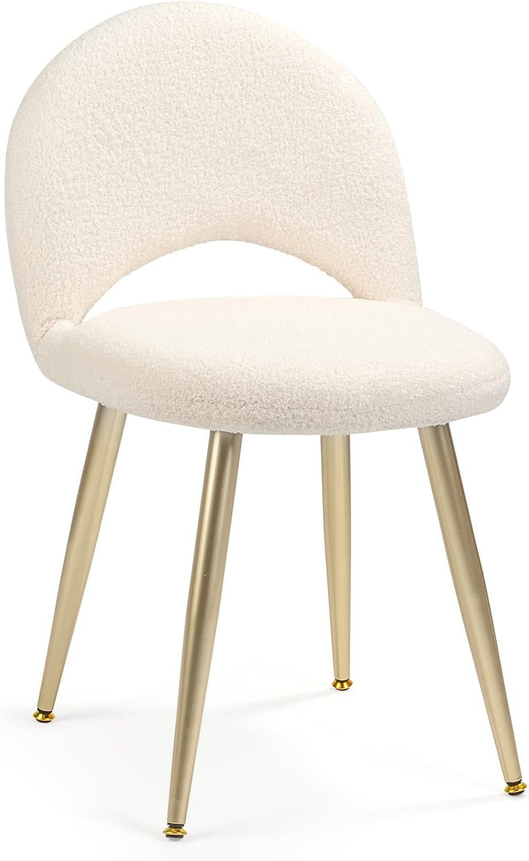 Chair with Adjustable Backrest Sherpa Makeup Vanity Stool with Back ...