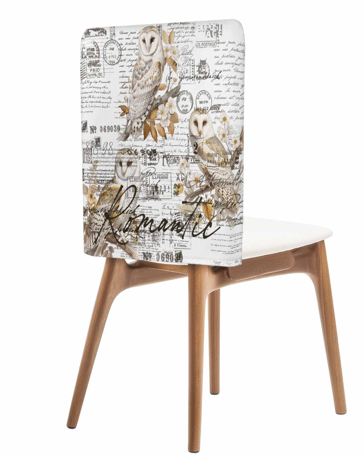 Chair Back Covers Set of 4, Summer Night Owl Flowers Floral Leaves ...