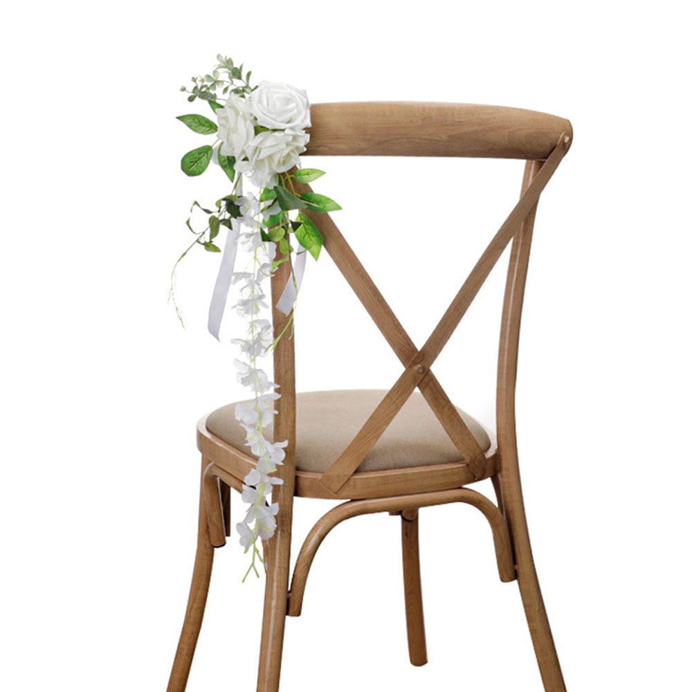 Chair Back Flower Decorations, Set of 4 Wedding Aisle Charm - Walmart.com