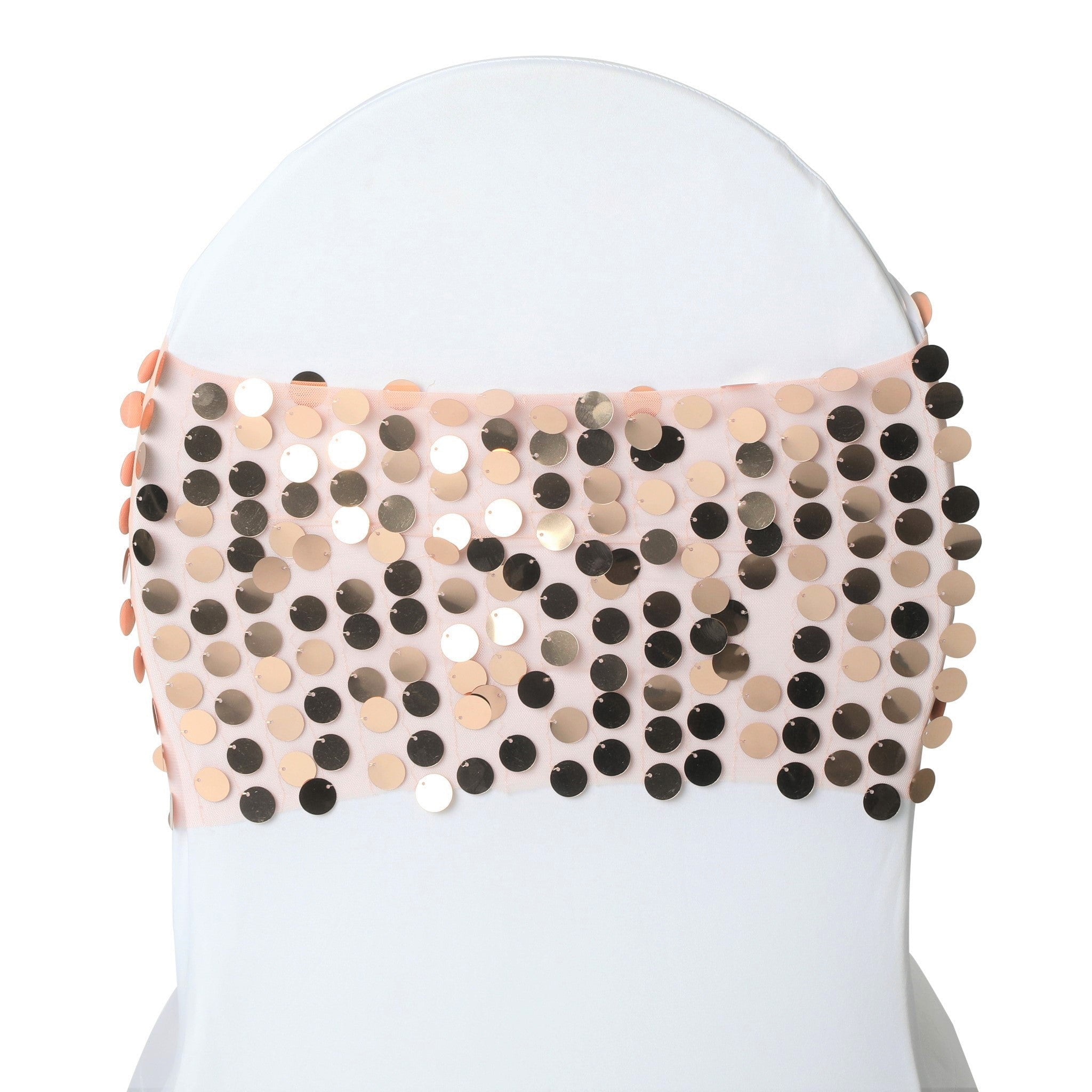 Chair Bands 5Pk Blush/Rose Gold Payette Sequin Chair Sashs 8 Inch x 13 ...