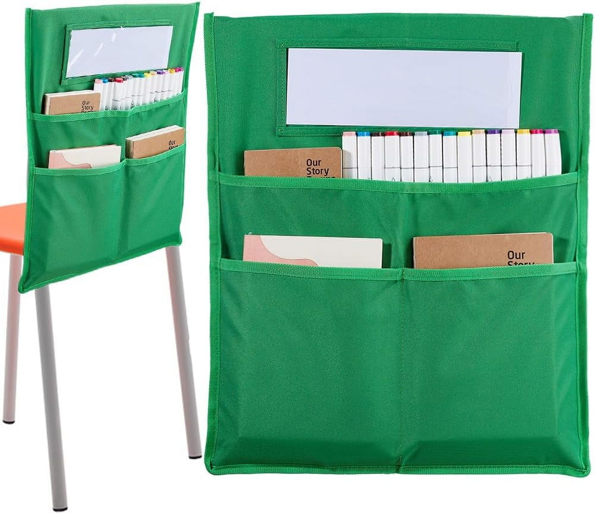 Chair Buddy Storage Pocket 19x16.5inch Chair Back Organizer Chart Green with Name Tag Label Slot ...