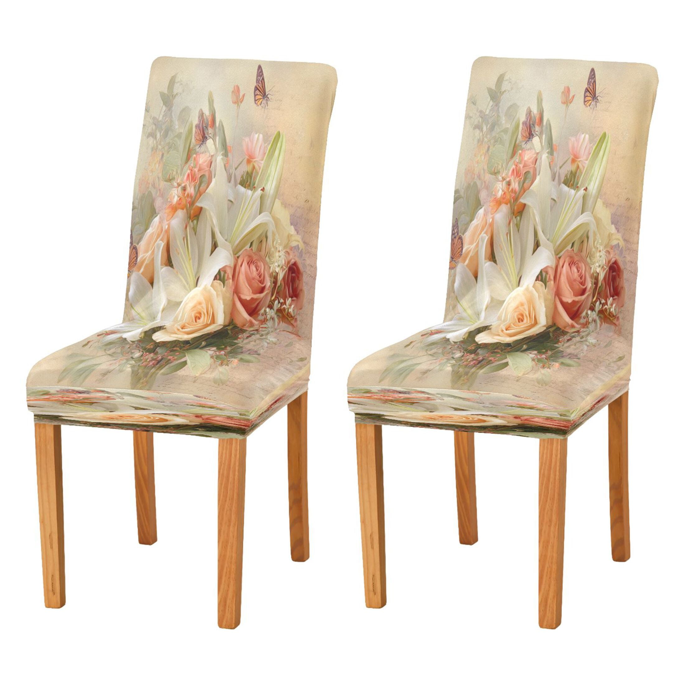 Chair Cover 2 Pack Removable Dining Chair Protectors Washable Chair ...