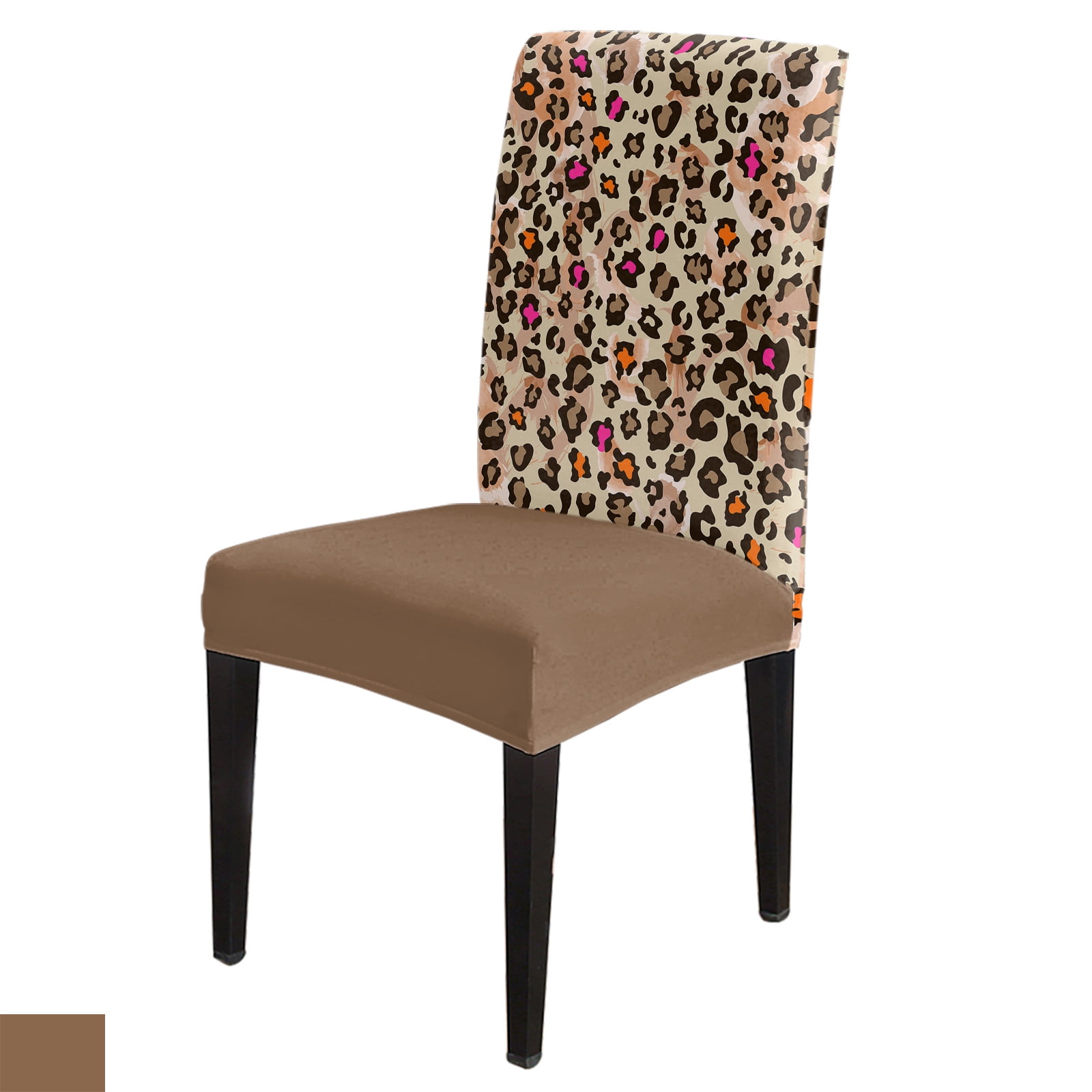 Chair Cover Black And White Leopard Texture Dining Spandex Stretch Seat ...