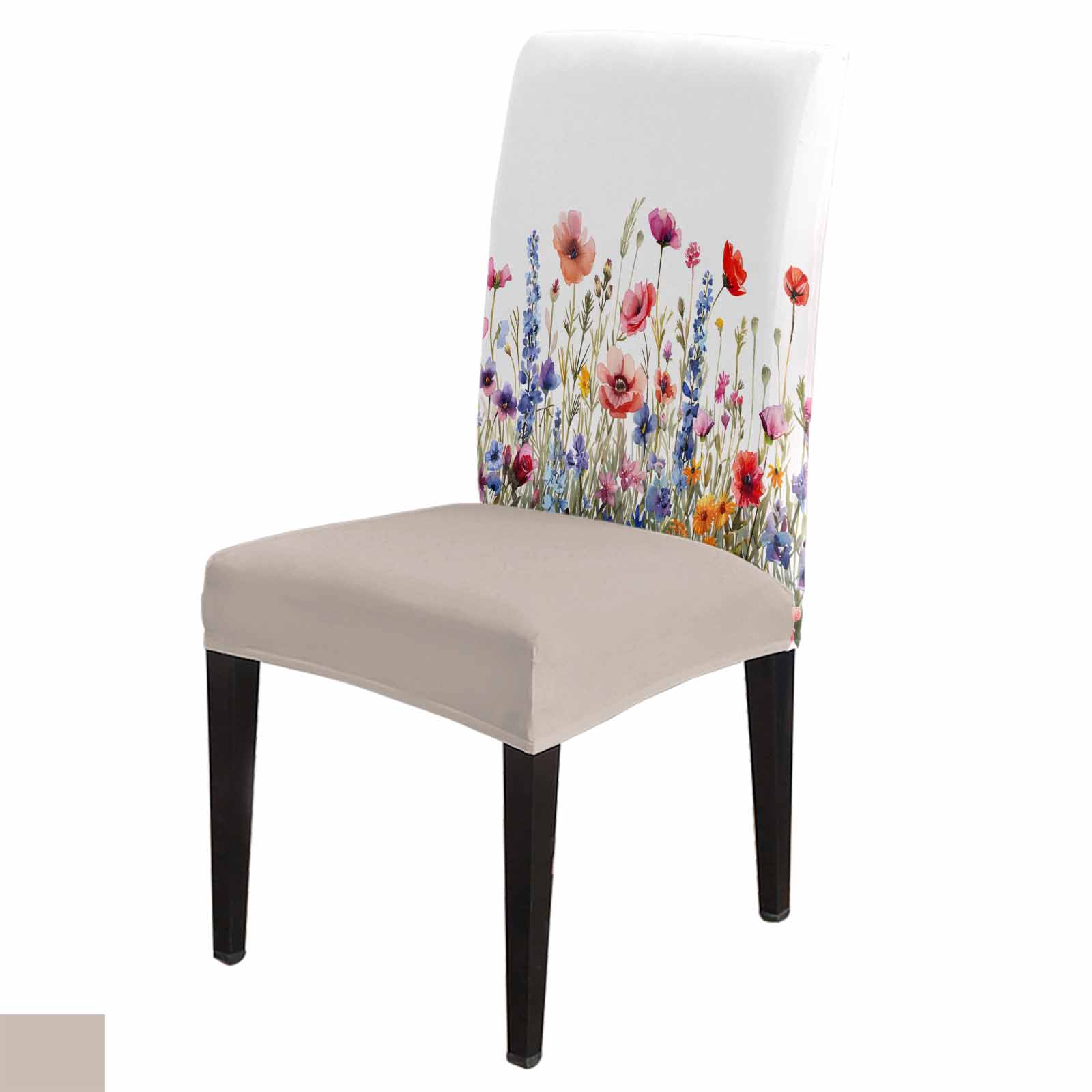 Chair Cover Flower Plant Watercolor Leaves Daisy Dining s Spandex ...