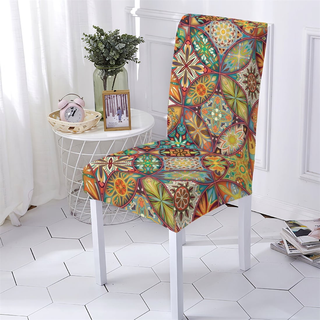 Chair Cover Geometry Style Seat Covers For Chairs Polygon Pattern ...
