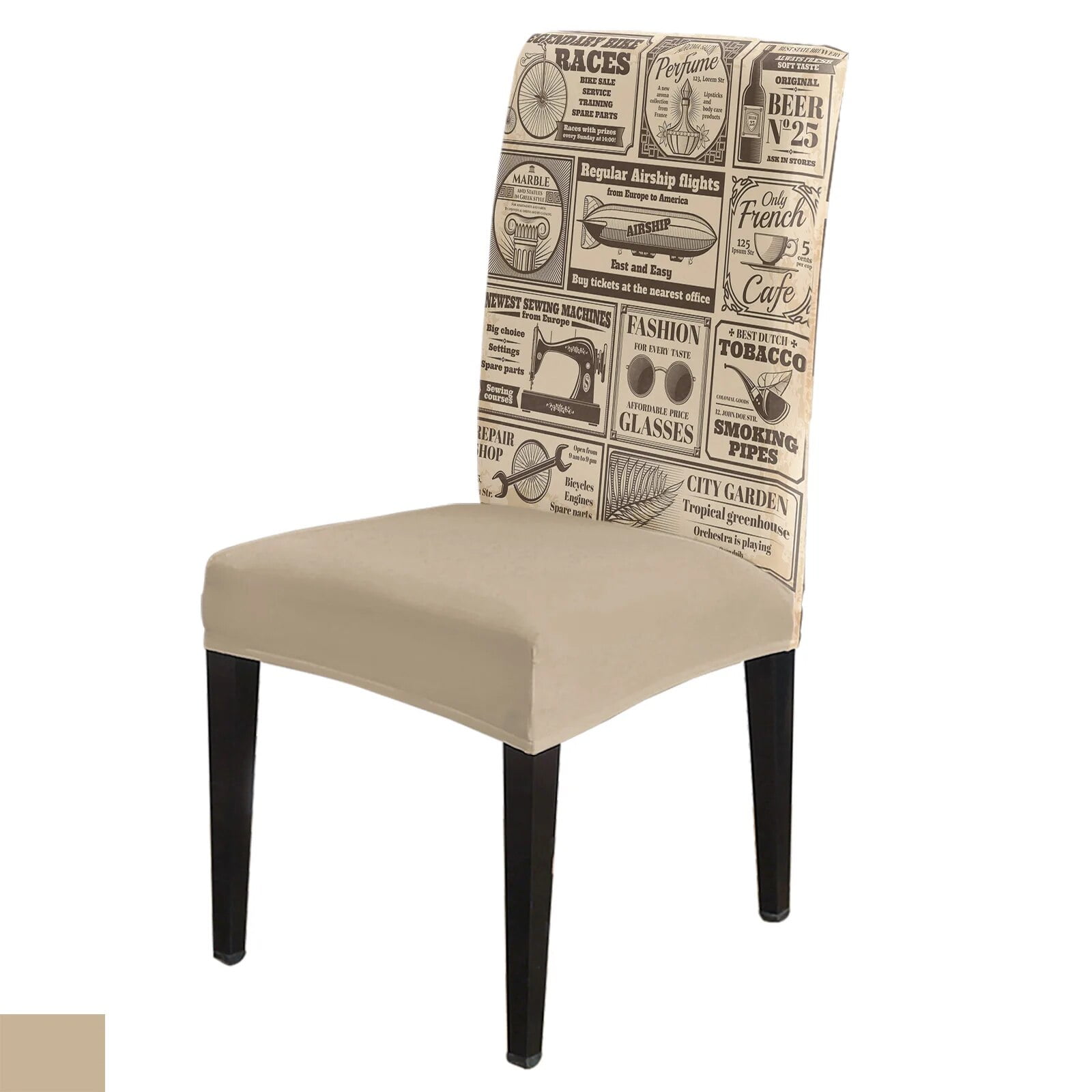 Chair Cover Vintage Newspaper Retro Dining Spandex Elastic Chair ...