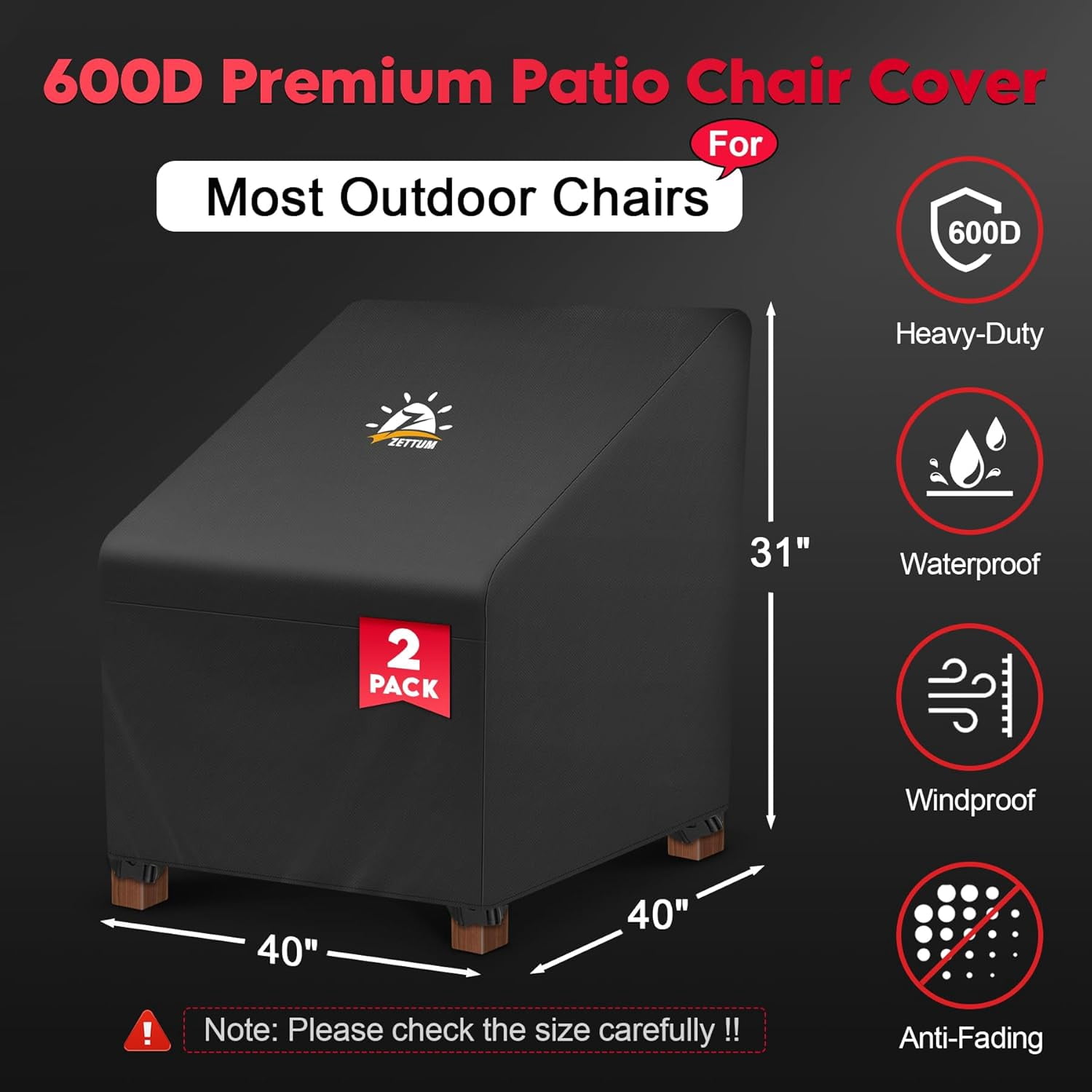 Chair Covers 2 Pack - 600D Outdoor Chair Cover Waterproof & Heavy Duty ...