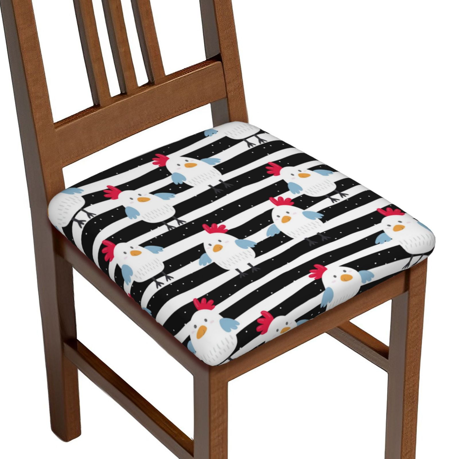 Chair Covers for Dining Chairs - Black White Striped Cute Chicken ...