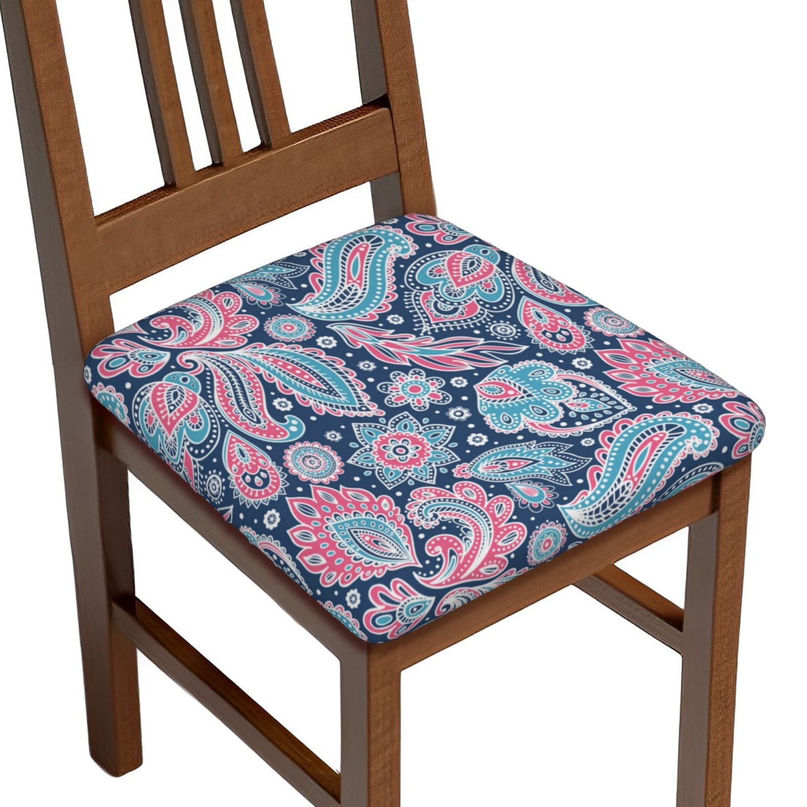 Chair Covers for Dining Chairs - Blue Pink Paisley Stretch Removable ...