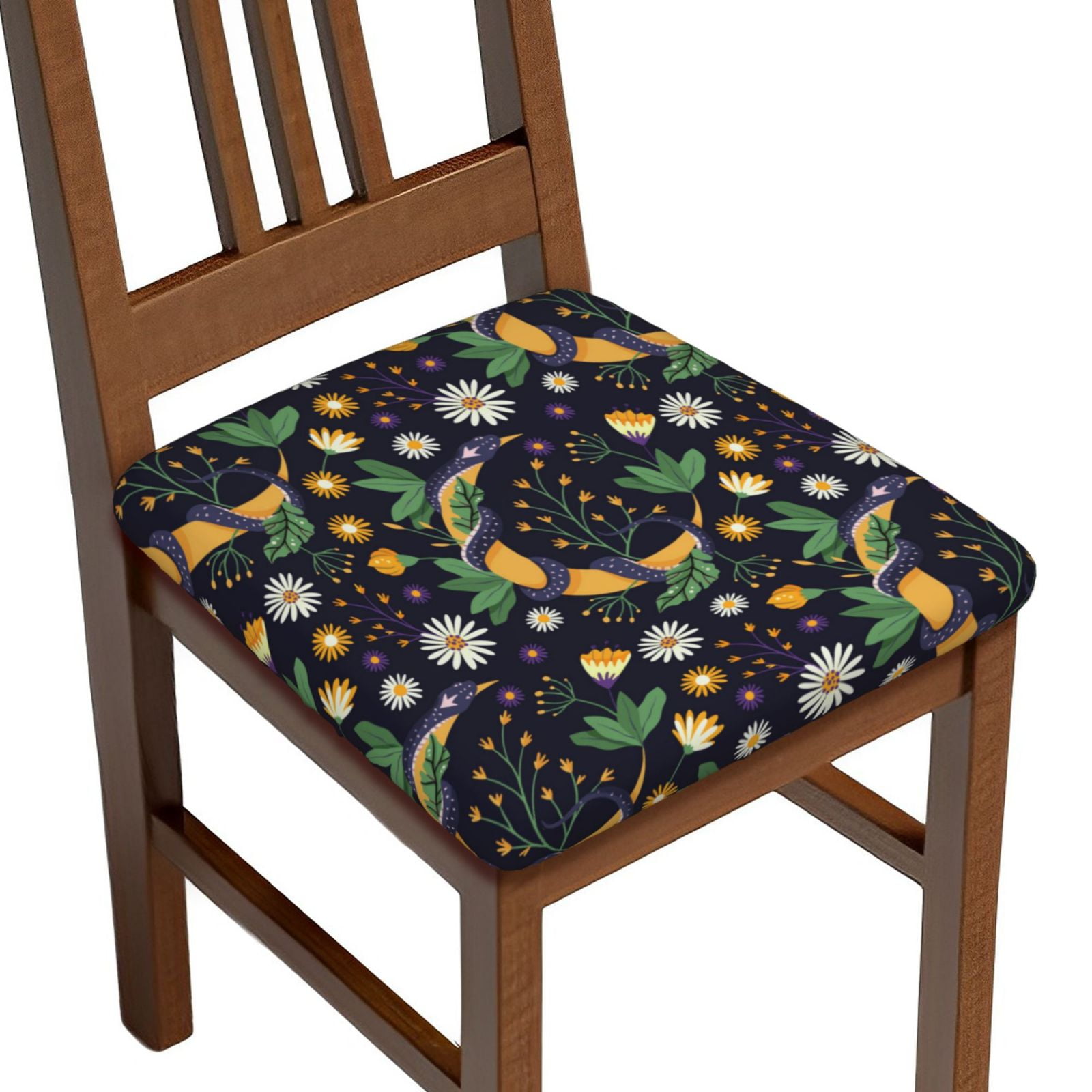 Chair Covers for Dining Chairs - Cartoon Funny Snake Moon Daisy Stretch ...