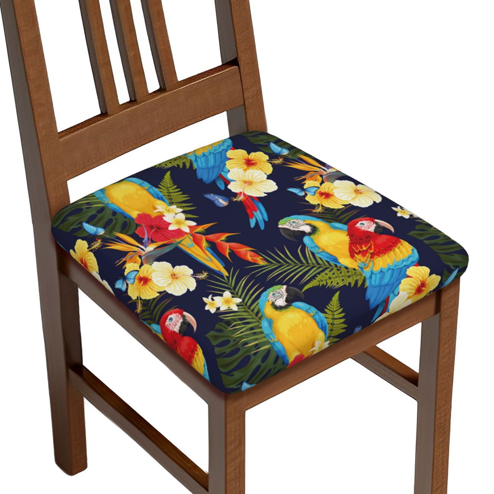 Chair Covers for Dining Chairs - Colorful Macaw Parrot Plant Stretch ...