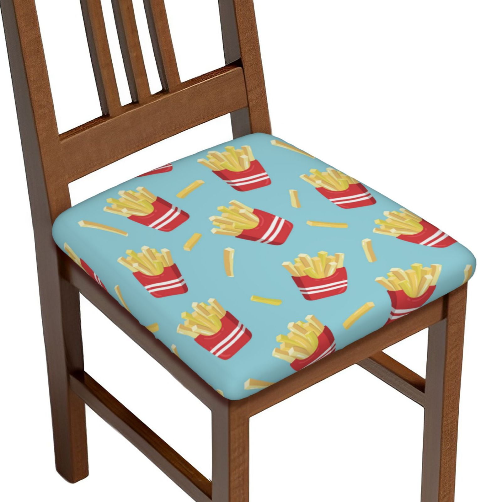 Chair Covers for Dining Chairs - Cute Fries Light Blue Stretch ...