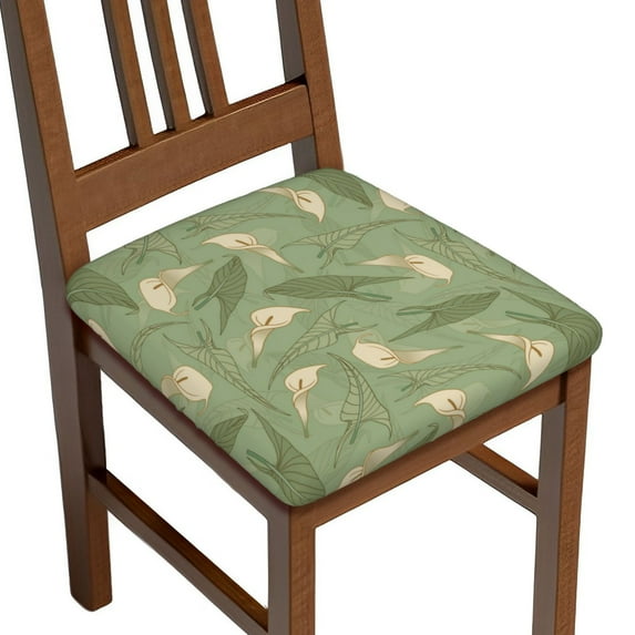Chair Covers for Dining Chairs - Green Leaves Calla Lily Flowers ...
