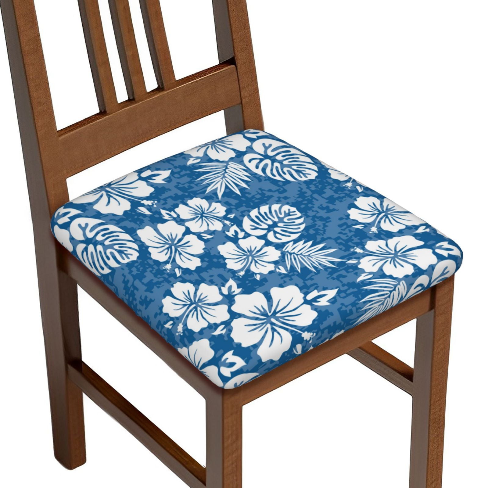 Chair Covers for Dining Chairs - Hawaiian Style White Blue Stretch ...