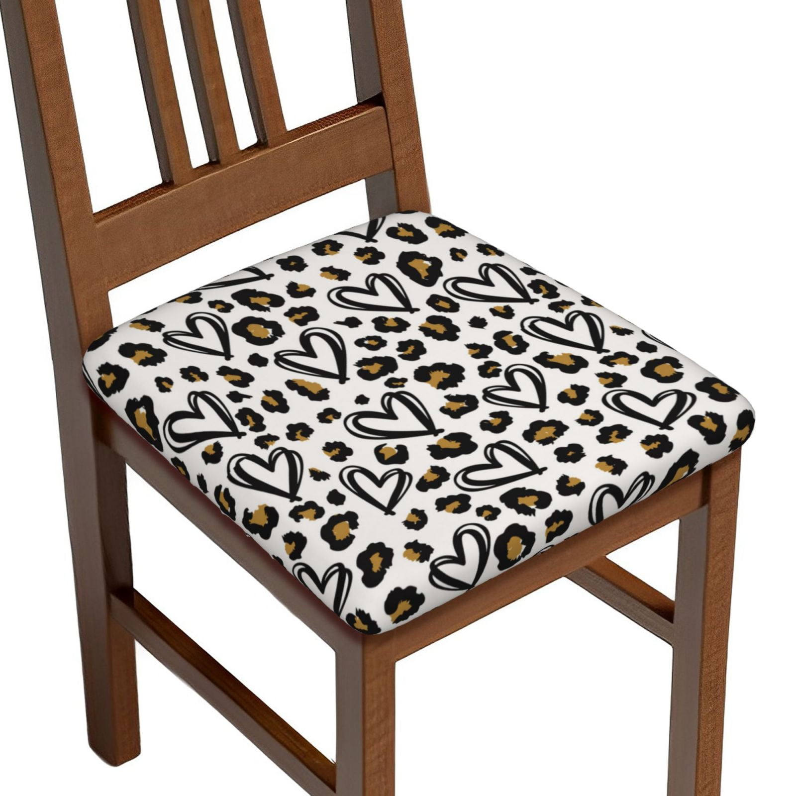 Chair Covers for Dining Chairs - Heart leopard print Stretch Removable ...