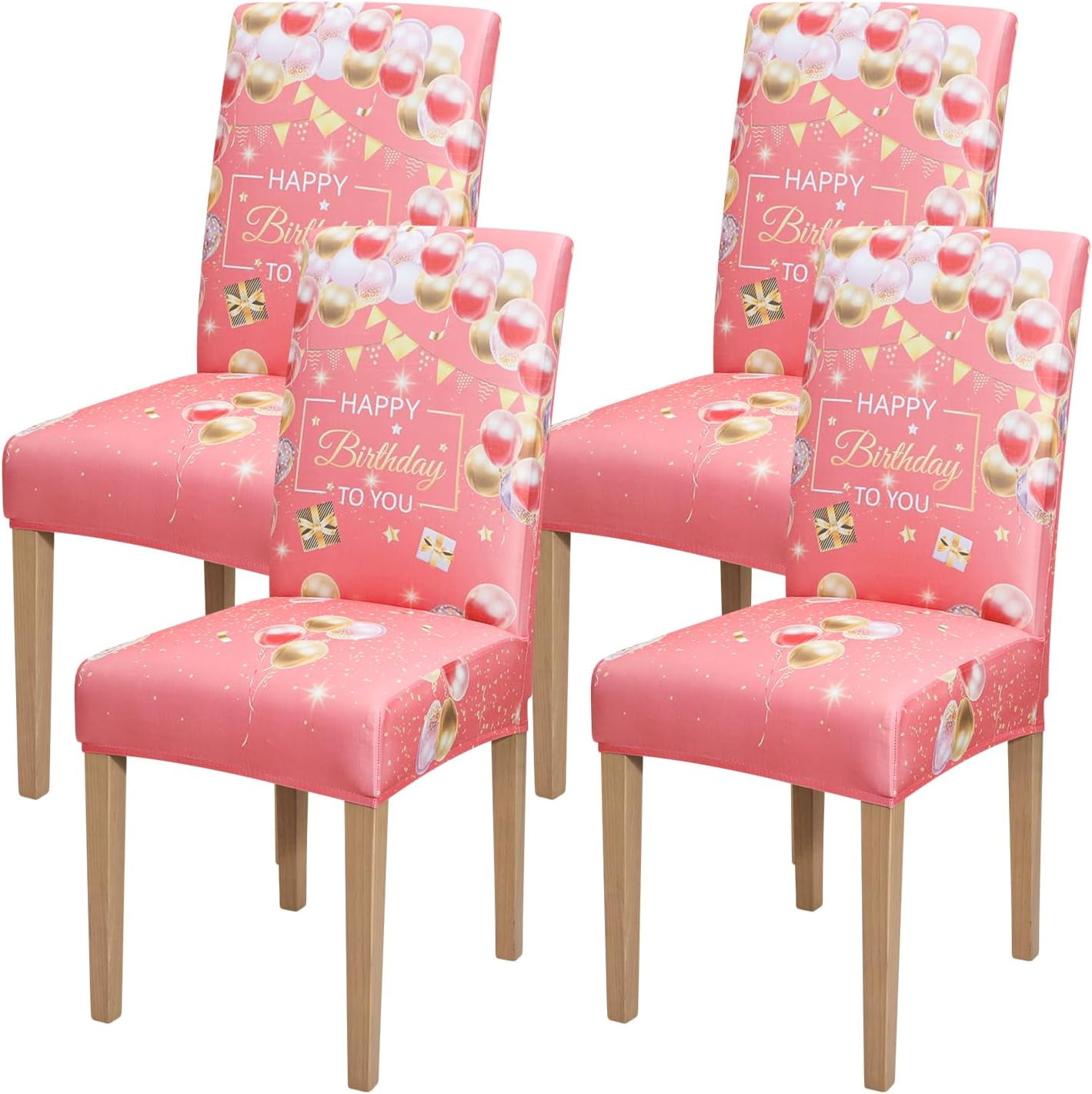 Chair Covers for Dining Chairs Set of 4,Birthday Party Pink Stretch ...