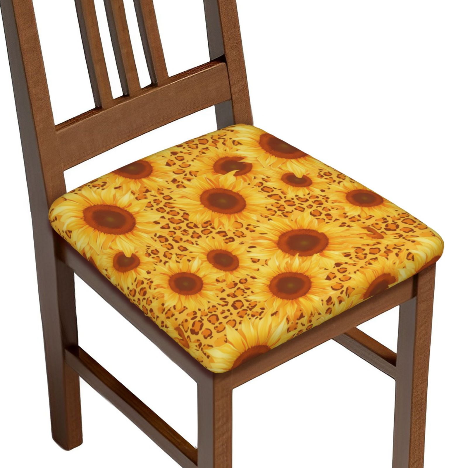 Chair Covers for Dining Chairs - Vintage Leopard Print Sunflower ...