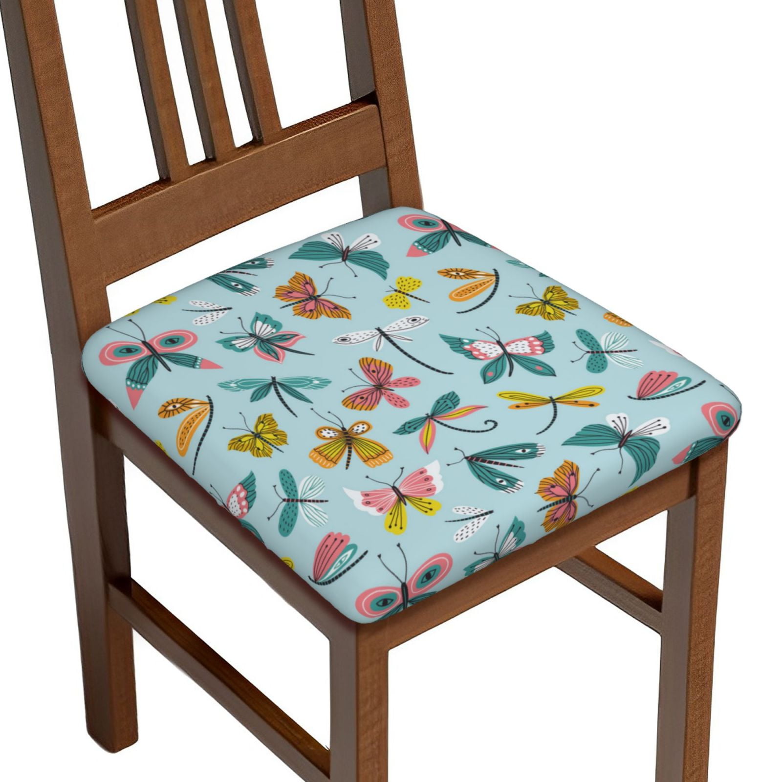 Chair Covers for Dining Chairs - Yellow Green Dragonfly Butterfly ...